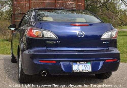 The 2012 Mazda 3i Grand Touring sedan rear end | Torque News